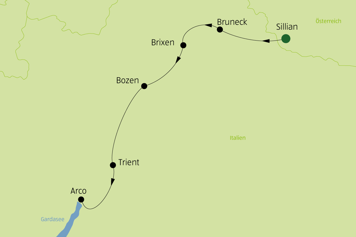 Radtour - Pustertal & Etschradweg von Sillian/Strassen zum Gardasee ...